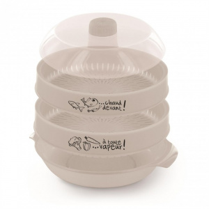 Recipient cuptor microunde, pentru gatit cu aburi, 2 niveluri, 25x15x22 ...