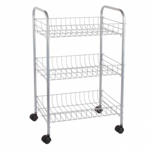 Etajera metalica cromata cu roti si 3 rafturi. Carucioare cu roti de ...