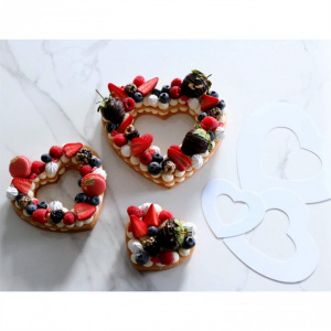 Set 3 buc sablon inima pentru tort si prajituri, Set de 3 sabloane din ...