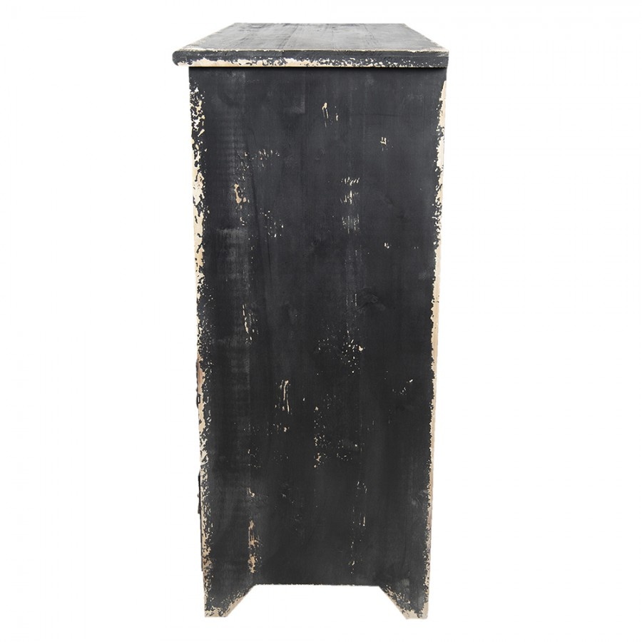 Comoda neagra, din lemn, 16 sertare, aspect vintage, Tiroir
