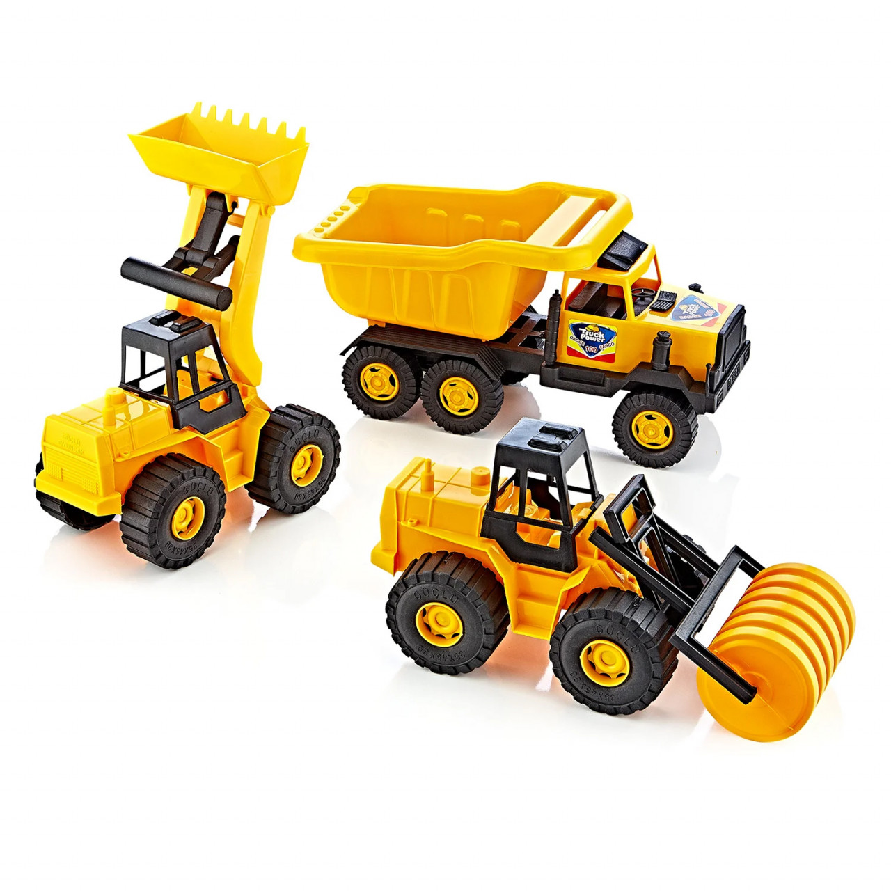 Set utilaje de constructii TRIPLE, Bulldozer, Camion basculanta si ...