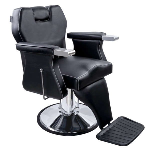 Scaun frizerie profesional, rabatabil, reglabil, cu tetiera, negru cu ...