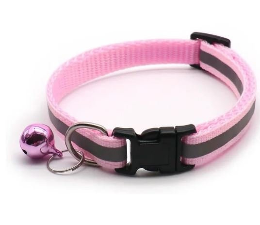 Zgarda reflectorizanta pentru pisica sau caine, cu clopotel, reglabila ...