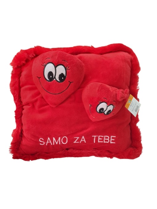 Plišani Jastuk Sa Dva Srca Crveni