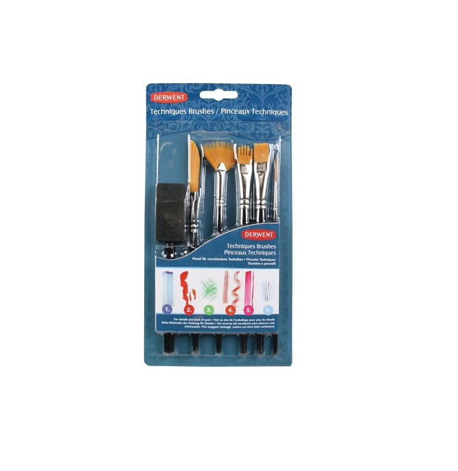 Pensula DERWENT Professional, pentru pictat, 6 buc/ set, diverse modele ...