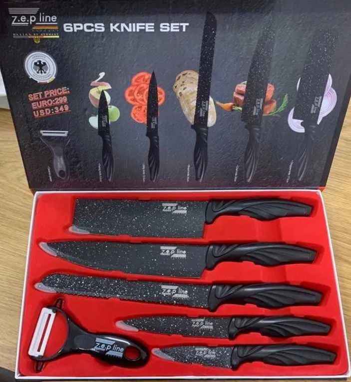 Set 6 cutite Premium ceramica neagra pentru bucatarie Z E P LINE GF-6633