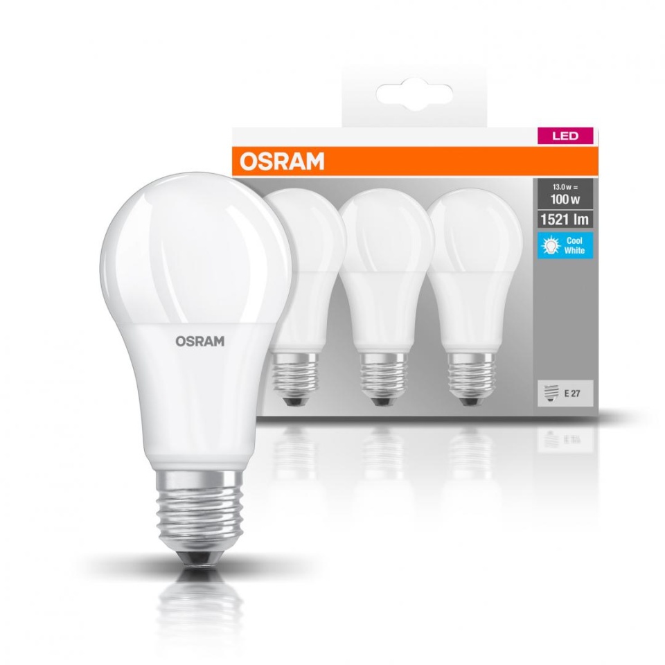 Set 3 Becuri Led Osram, E27, LED VALUE Classic A, 14W(100W), lumina ...