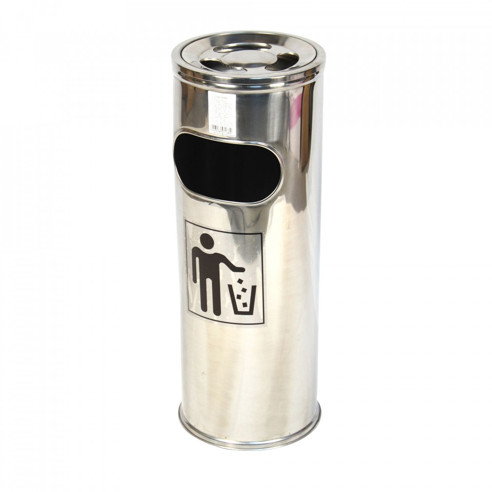 Cos gunoi cu scrumiera Inox, 24 x 56 cm