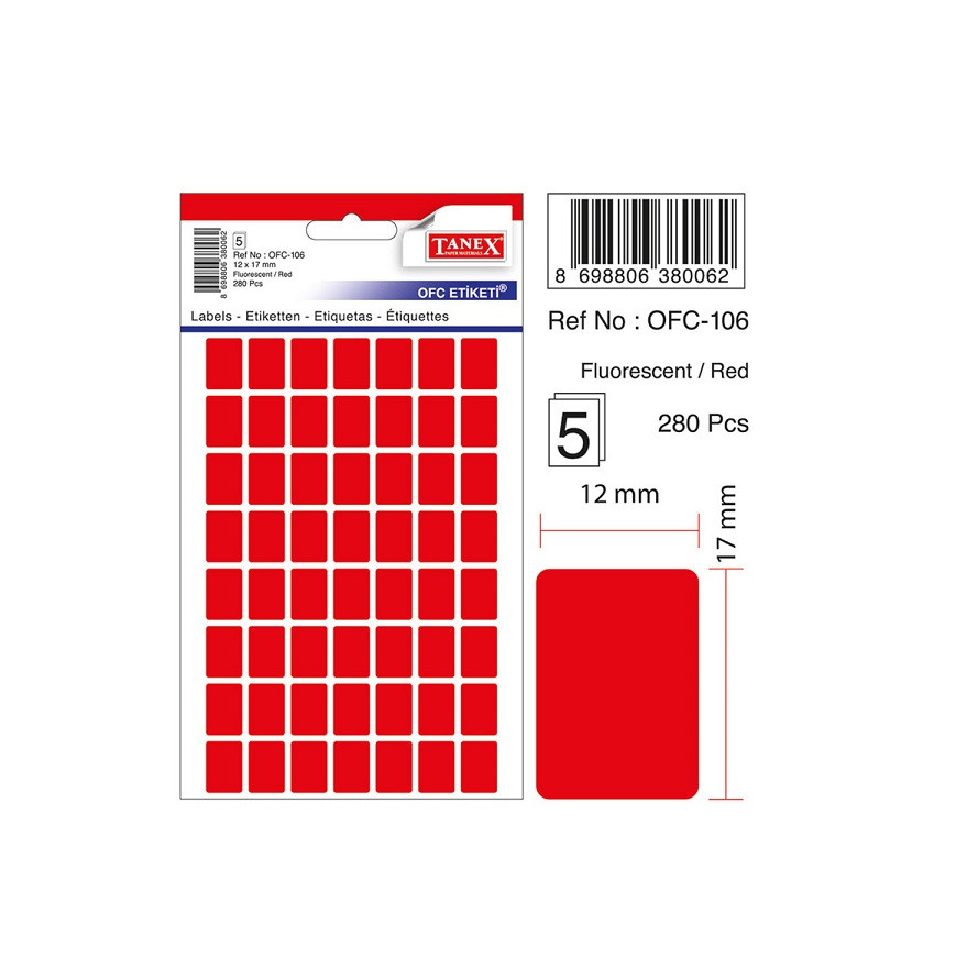Etichete autoadezive color, 12 x 17 mm, 280 buc/set, Tanex - verde ...