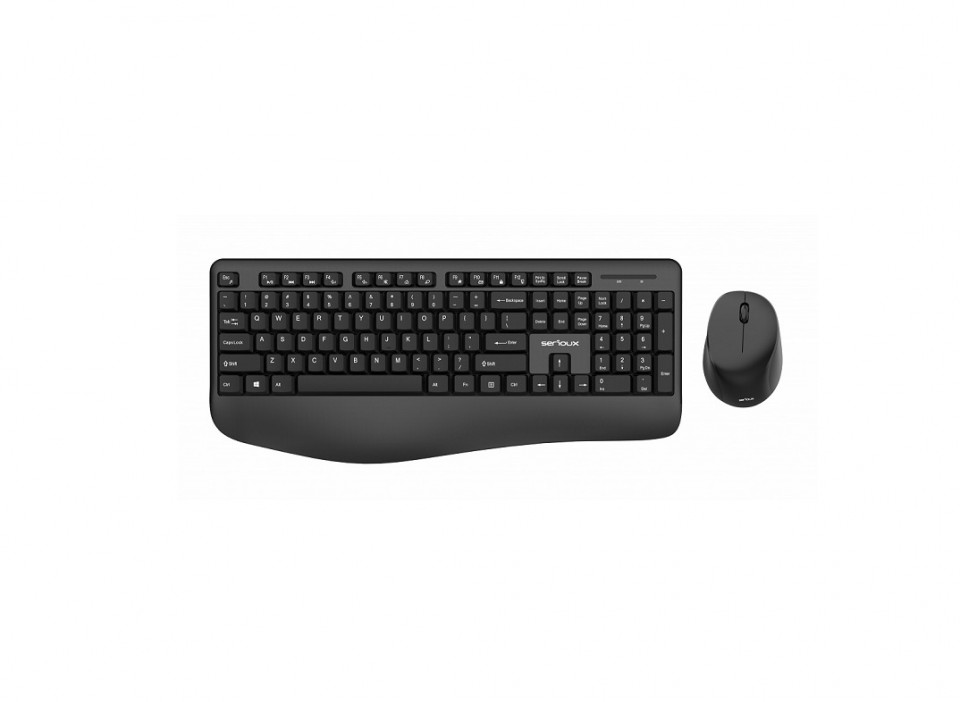 Kit Tastatura Mouse Serioux NK9810WR office, design ergonomic, negru