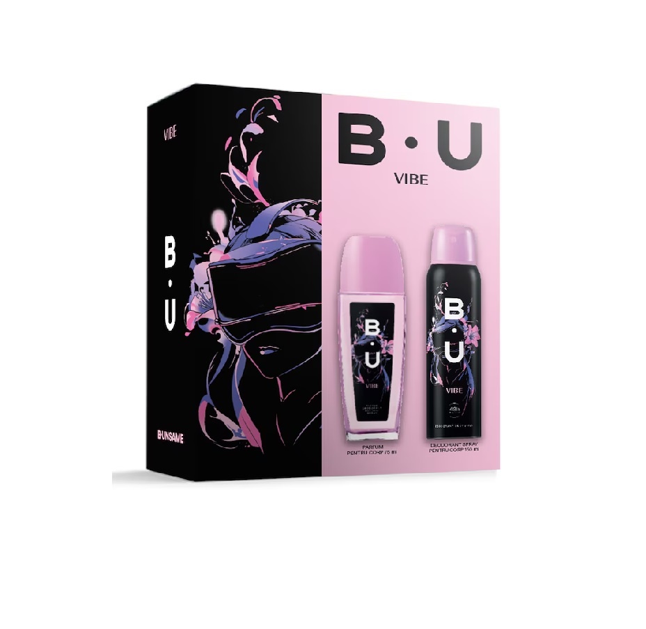 Set Caseta cadou B.U Vibe Deo Natural Spray 75 ml + Deo Spray 150 ml