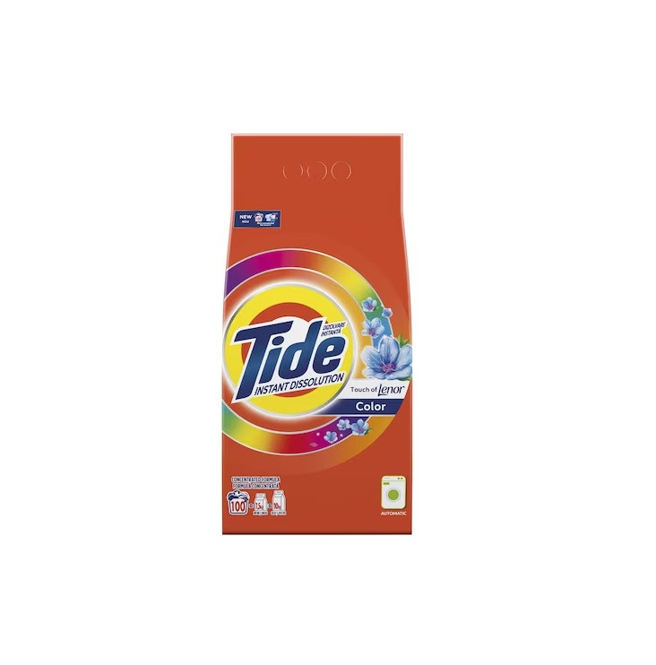 Detergent de rufe pudra Tide Touch of Lenor Color, 7.5 kg, 100 spalari