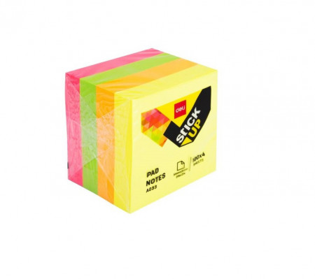 Cub notes autoadeziv 51 x 51 mm, 400 file, Culori Neon Deli