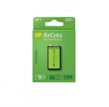 Acumulator reicarcabil 9V NiMH, 200mAh, GP Batteries, ReCyco
