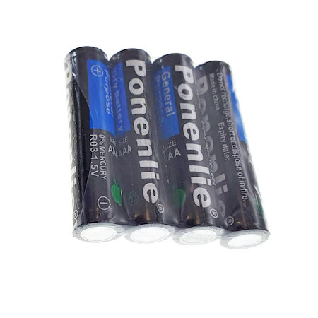 Set 4 baterii R3 AAA Zinc Heavy Duty, Ponenlie, 1.5V