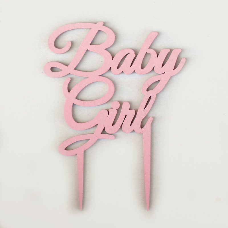 Topper, Ornament Decorativ din lemn "Baby Girl", roz