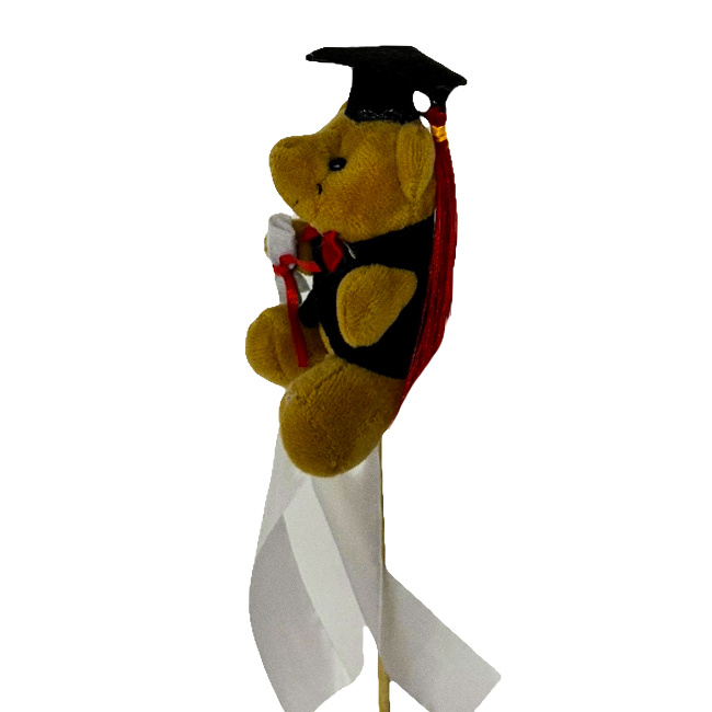Ursulet de plus Absolvent, cu toca, roba si diploma, pe bat, 10 cm