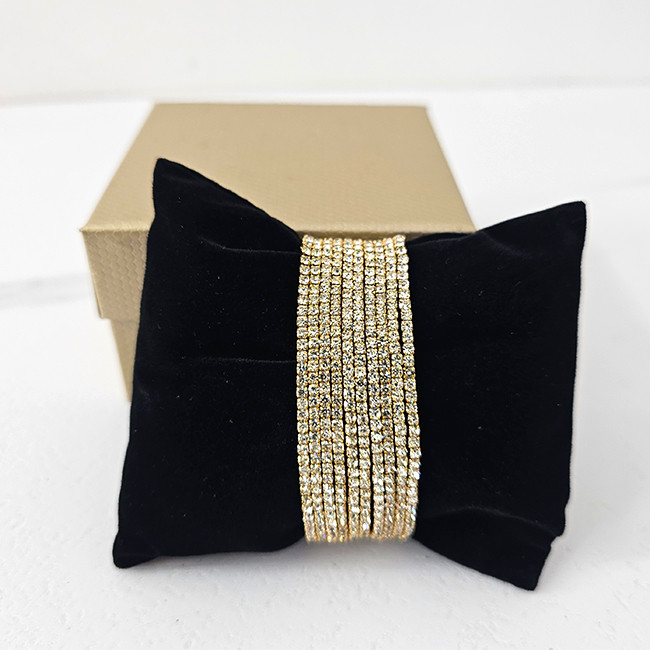 Set bratari elastice With Sparks, cu cristale artizanale, Auriu/Argintiu