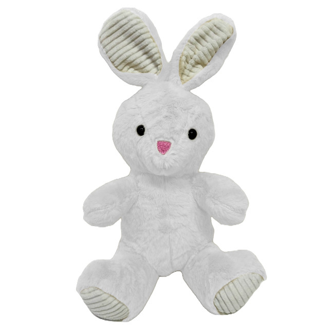 Iepuras de plus Easter Riko, cu nas roz, inaltime 30cm, Alb