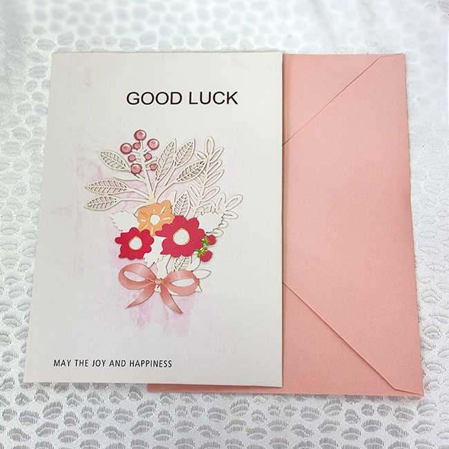 Felicitare cu design 3D si plic "Good Luck" Rosu