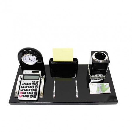 Organizator de birou cu ceas, doua suporturi pentru accesorii, stickere ...