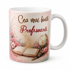 Set „Cea mai buna Profesoara” cu cana personalizata, minibuchet cu ...