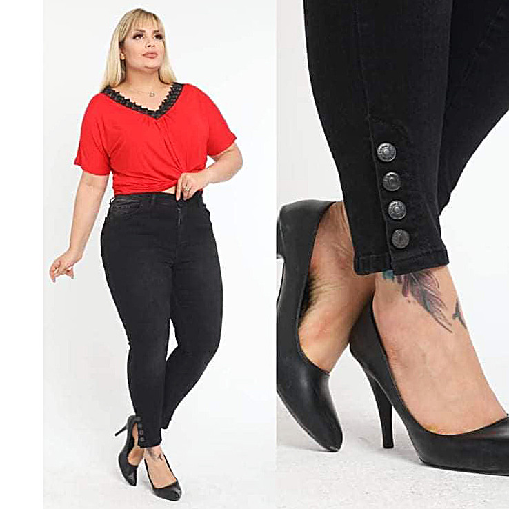 Blugi conici, talie inalta cu extra elastan 057