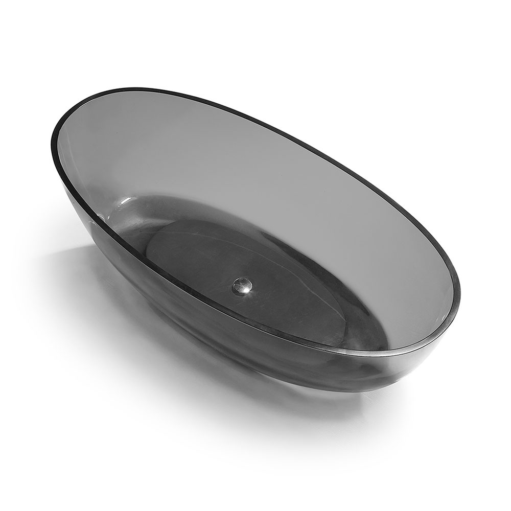 Cada de baie independenta freestanding forma ovala gri transparent 170 ...
