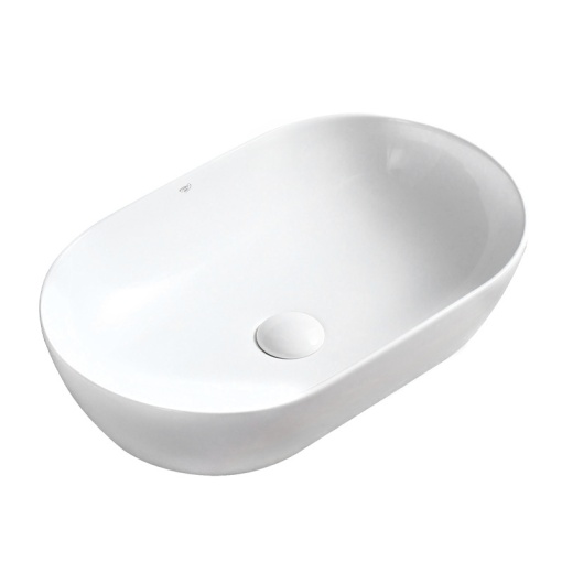 Lavoar ceramic oval cu montaj pe blat Tes White Gloss 55 x 30 cm