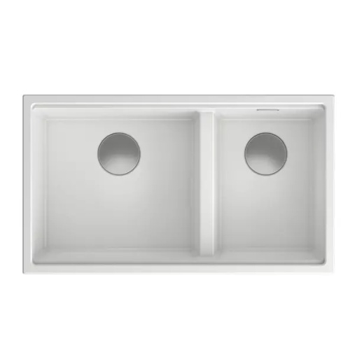 Chiuveta compozit sub blat Quadron Unique Clark alb - inox 84x49 cm