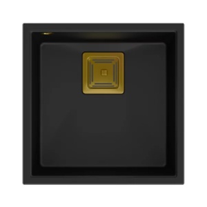 Chiuveta compozit sub blat Quadron Unique David 40 negru carbon - auriu ...