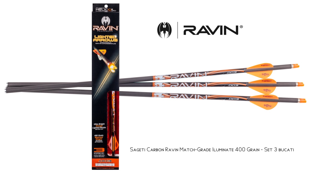 Sageti Carbon Ravin Match-Grade Iluminate 400 Grain - Set 3 bucati