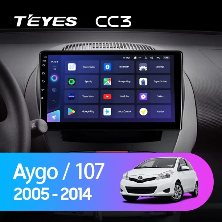 Navigatie Auto Teyes CC3 2K Toyota Aygo 2005-2014 6+128GB 10.36" QLED Octa-core 2Ghz, Android 4G ...