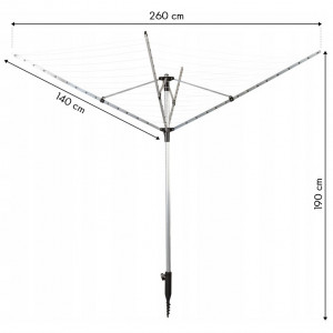 Uscator de rufe pentru gradina, ModernHome, 60 de metri de utilizat, 4 ...