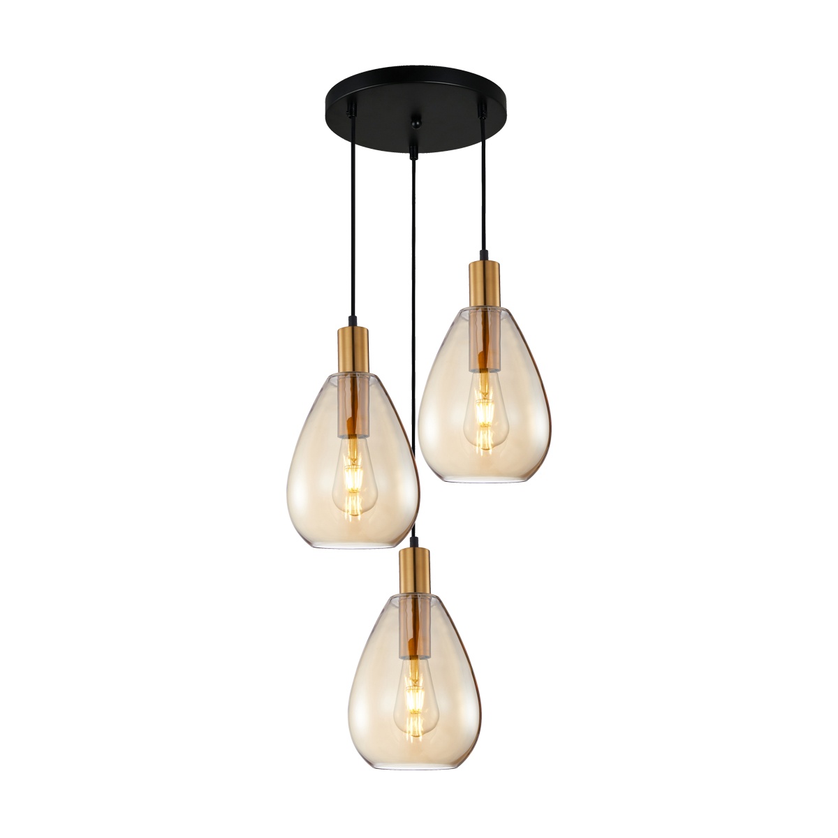 Lustra Zulo Negru, Auriu 3xE27 – Design modern, iluminare eficienta ...