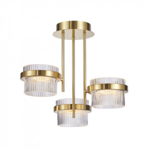 Lustra moderna aurie din metal cu 3 brate din sticla Tiara