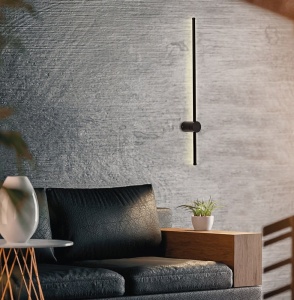 Aplica perete LED liniara neagra Leo 80cm – Design modern, iluminare ...