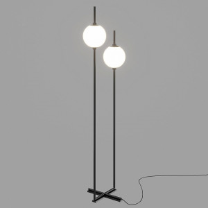 Lampadar modern negru liniar cu 2 globuri de sticla Maytoni The Sixth Sense