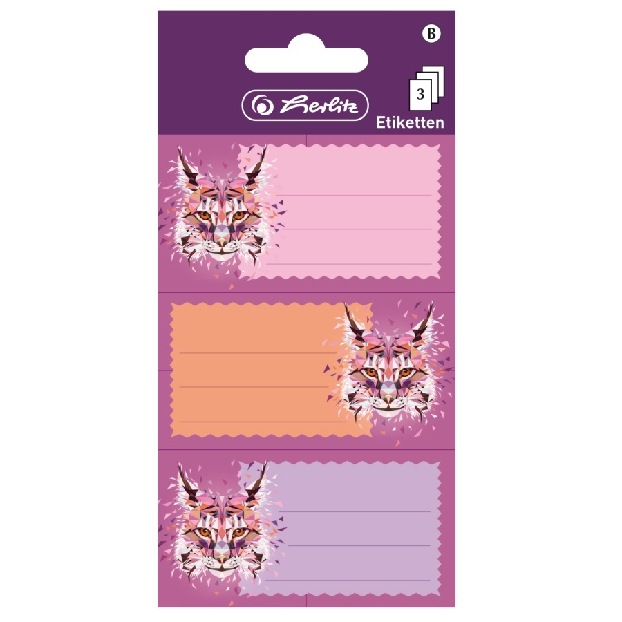Etichete scolare Wild Animals Lynx set 3x3 coli