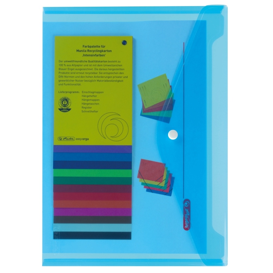 Mapa protectie A4 cu capsa de inchidere, albastru transparent