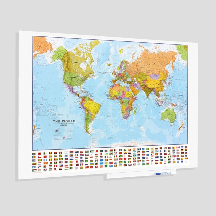 Whiteboard Skin Map World lacuit 100 x 150 cm, ROCADA