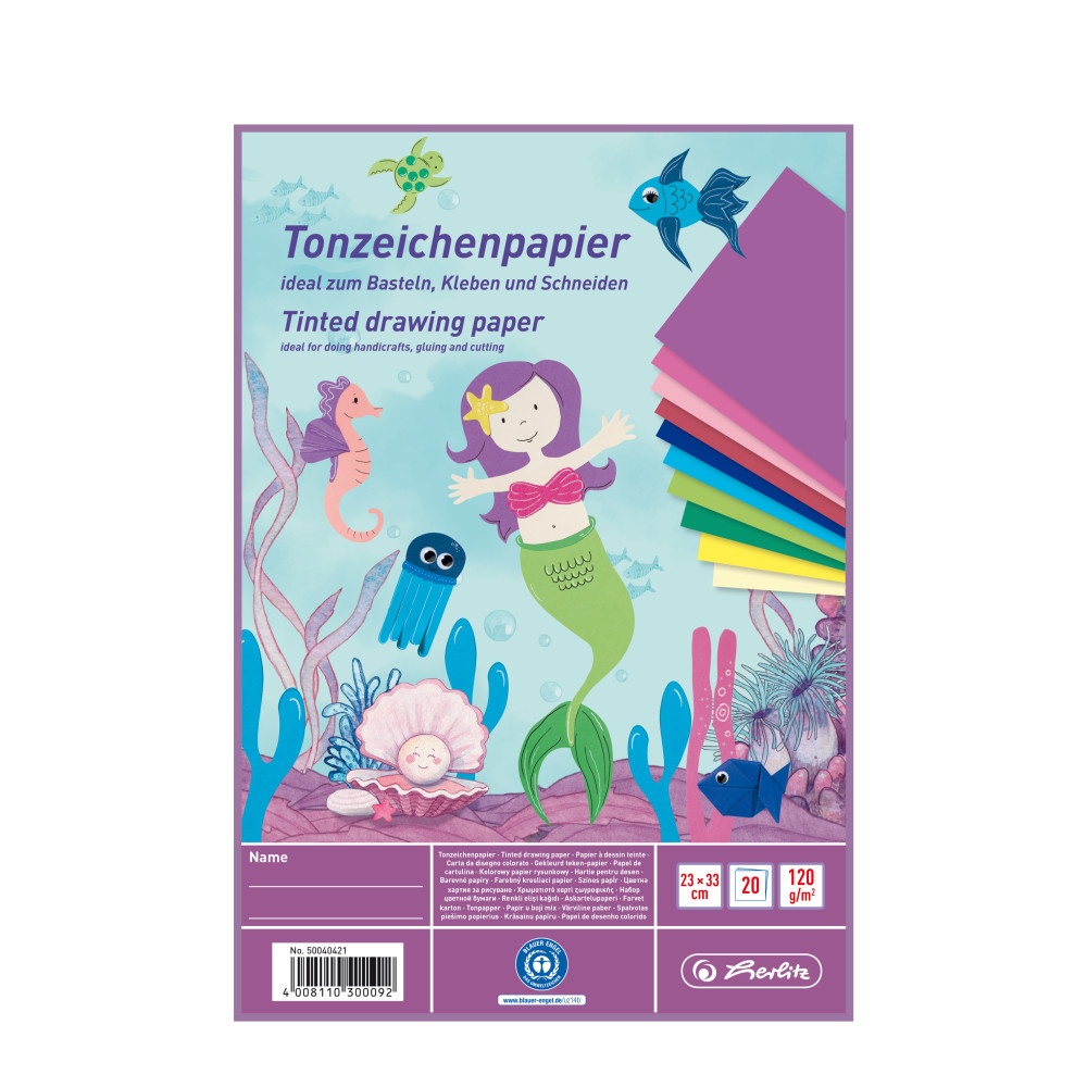 Hartie color 120g/mp, 23 X 33 cm, 20 file, motiv Mermaid