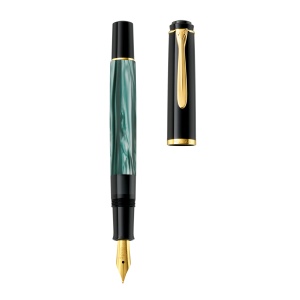 Stilou Classic Green Marbled M200, penita F placata aur 24k, accesorii ...