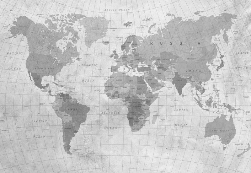 World Map Textured Monochrome