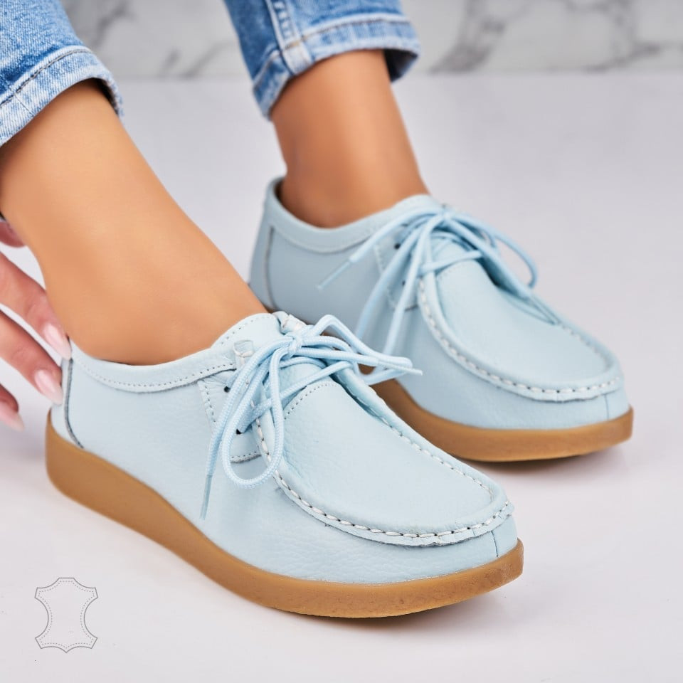 Дамски мокасини Естествена Кожа Тюркоаз Harla