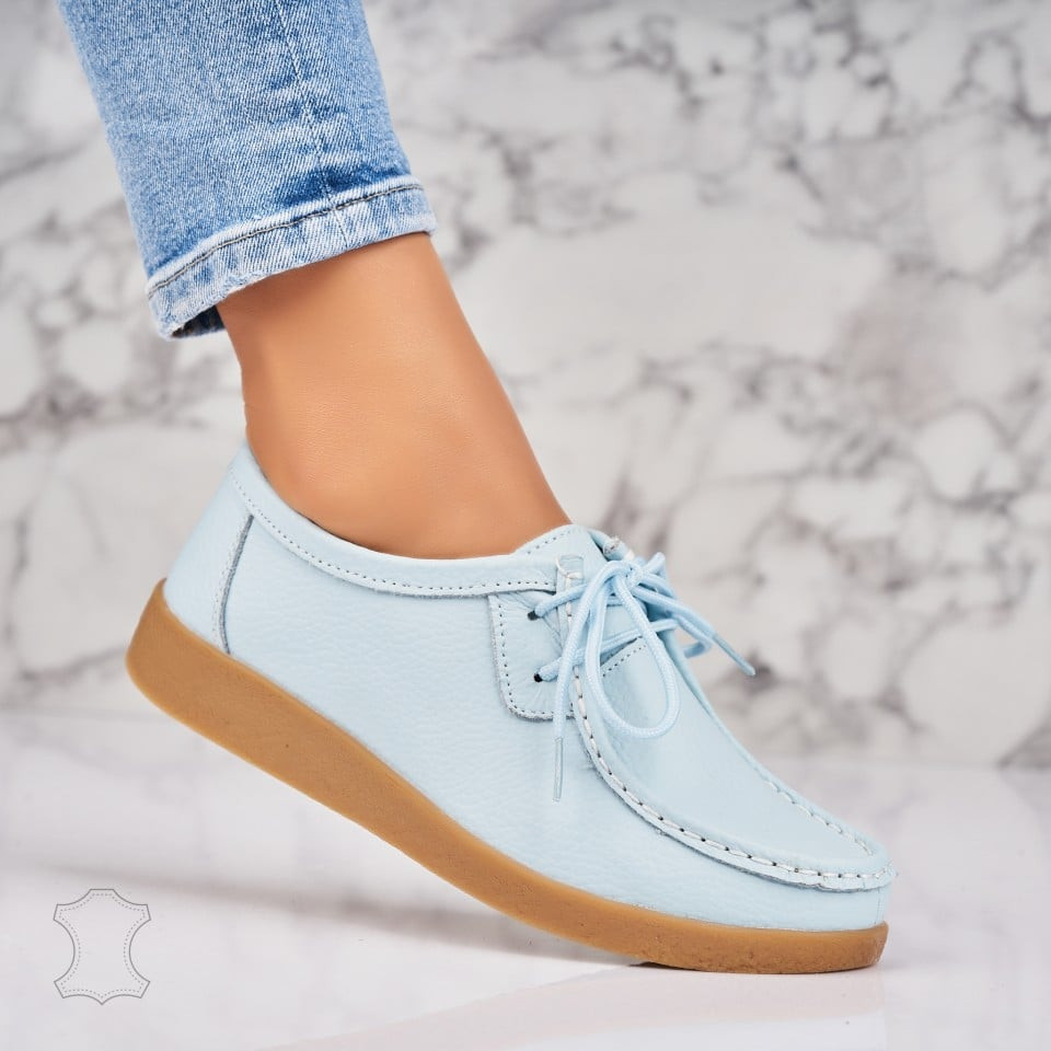 Дамски мокасини Естествена Кожа Тюркоаз Harla