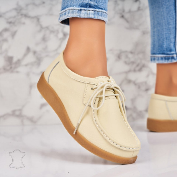 Дамски Естествени Кожени Мокасини Естествена Кожа Бежов Harla