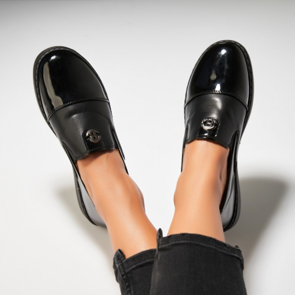 Дамски Ежедневни Обувки Лакирана Екологична Кожа Черно Gelela