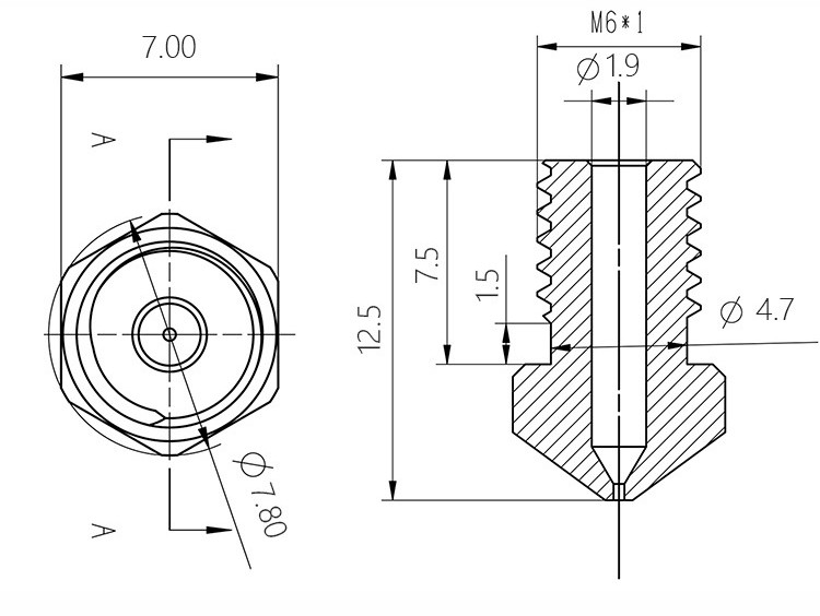 Duza CuCrZr 0.4mm V6