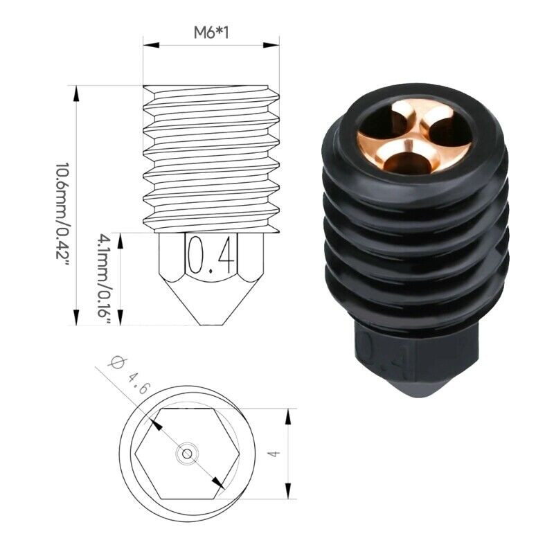 Duza HF Hardened Steel pentru Bambu Lab-0.6mm